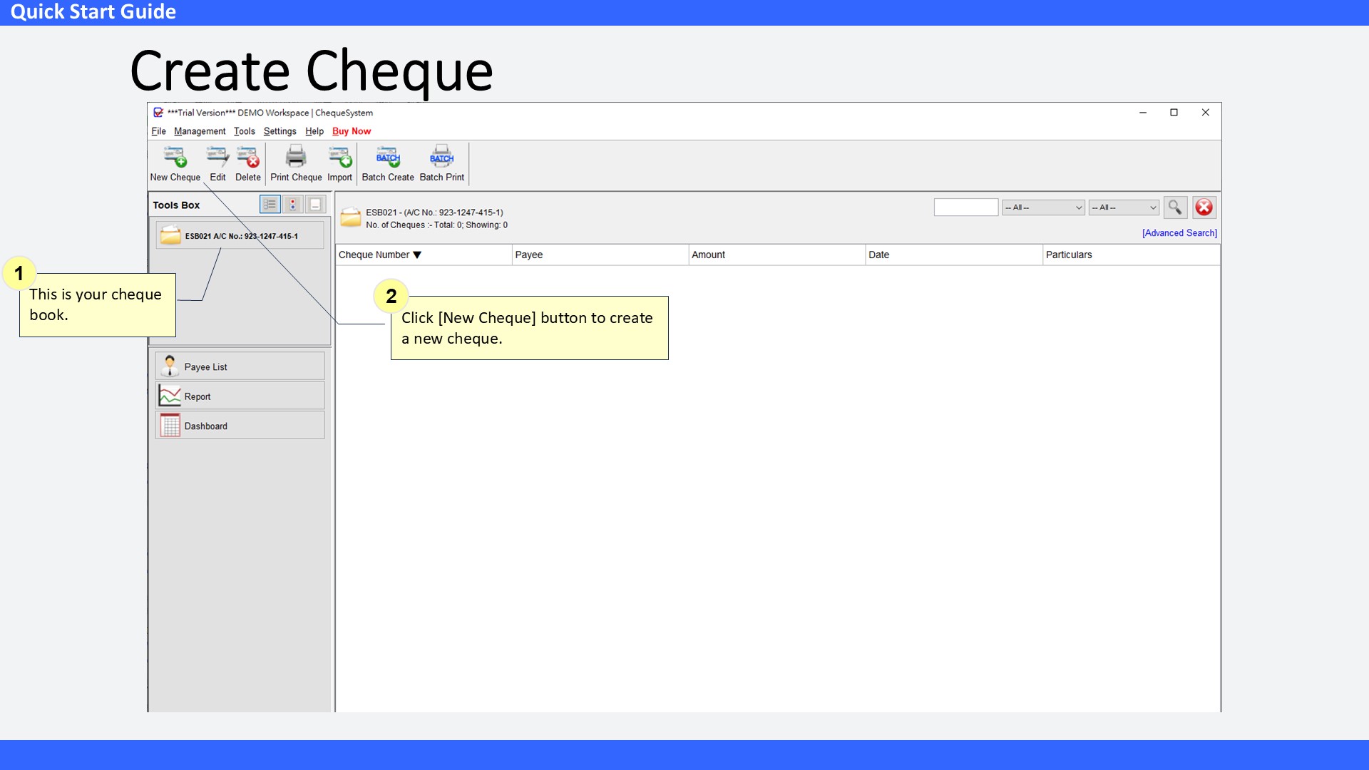 Quick Start Guide - ChequeSystem Help Center